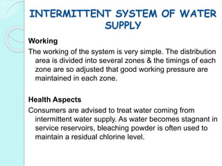 Continuous & intermittent system of water supply | PPTX
