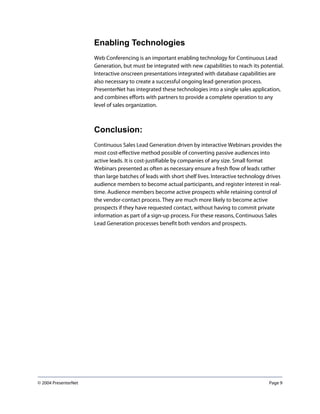 Continuous leadgeneration | PDF