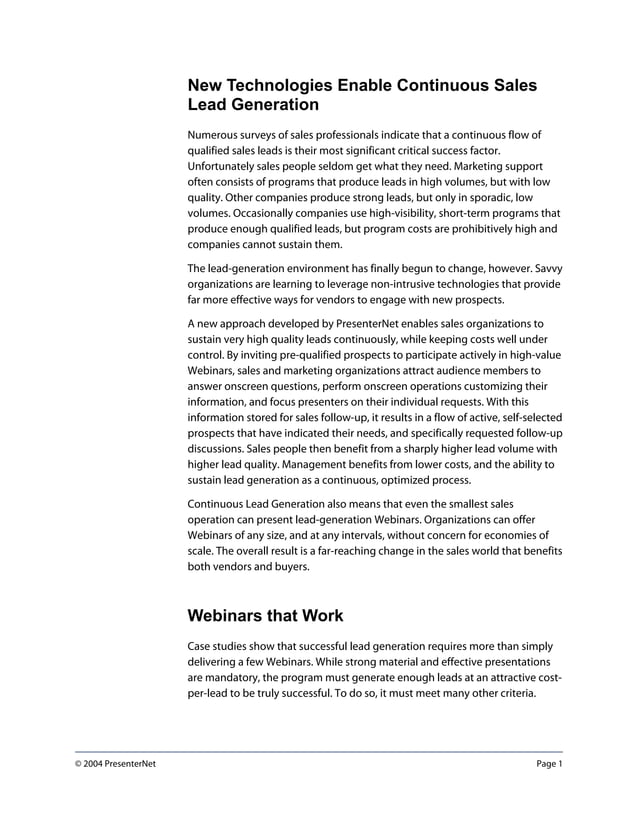 Continuous leadgeneration | PDF