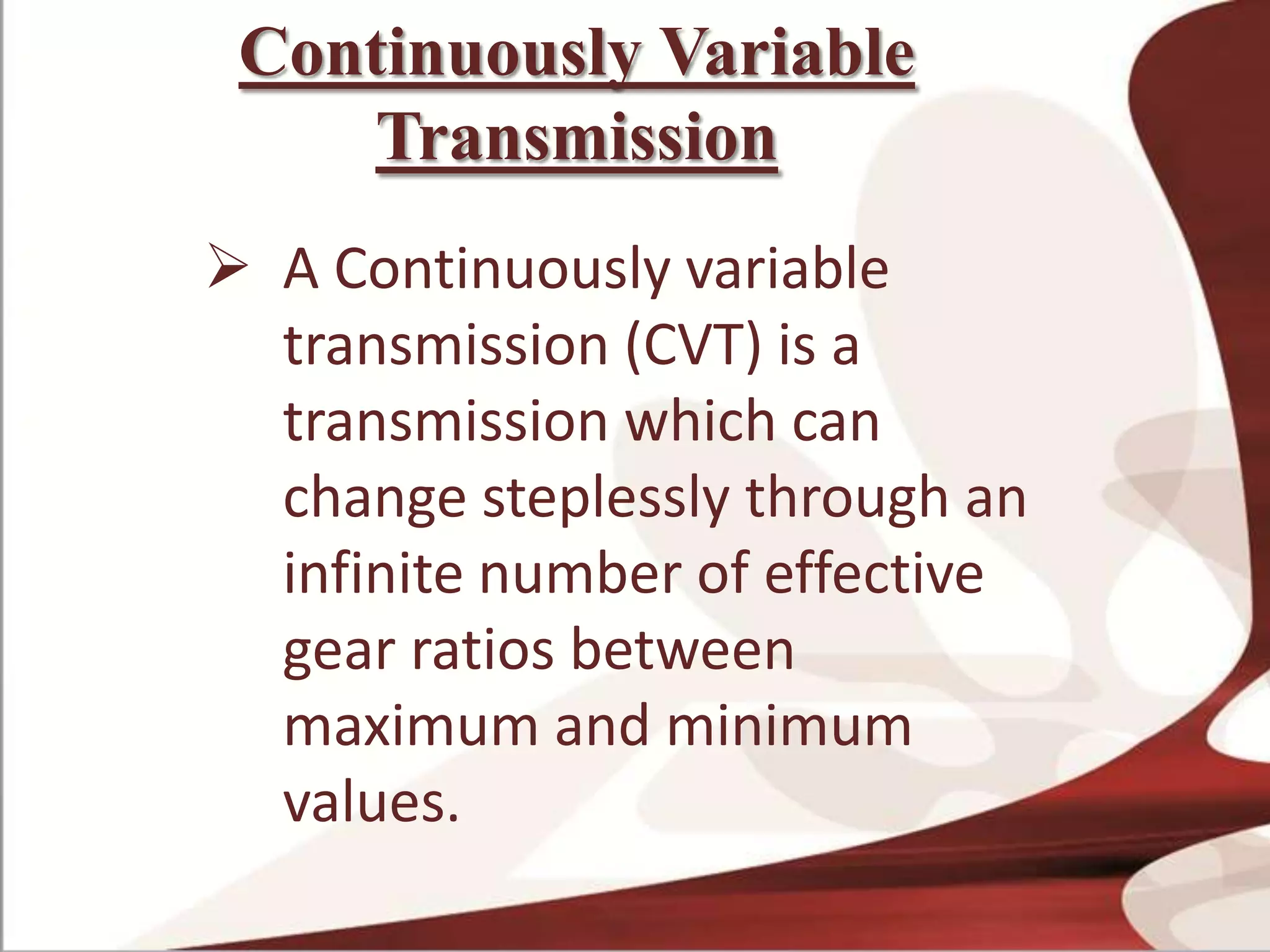 Continuously variable transmission | PPT | Free Download