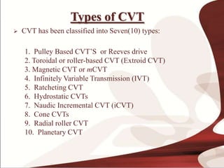 Continuously variable transmission | PPTX