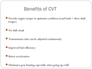 Continuously variable transmissions (CVT) | PPT