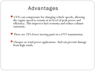 Continuously variable transmissions (CVT) | PPT