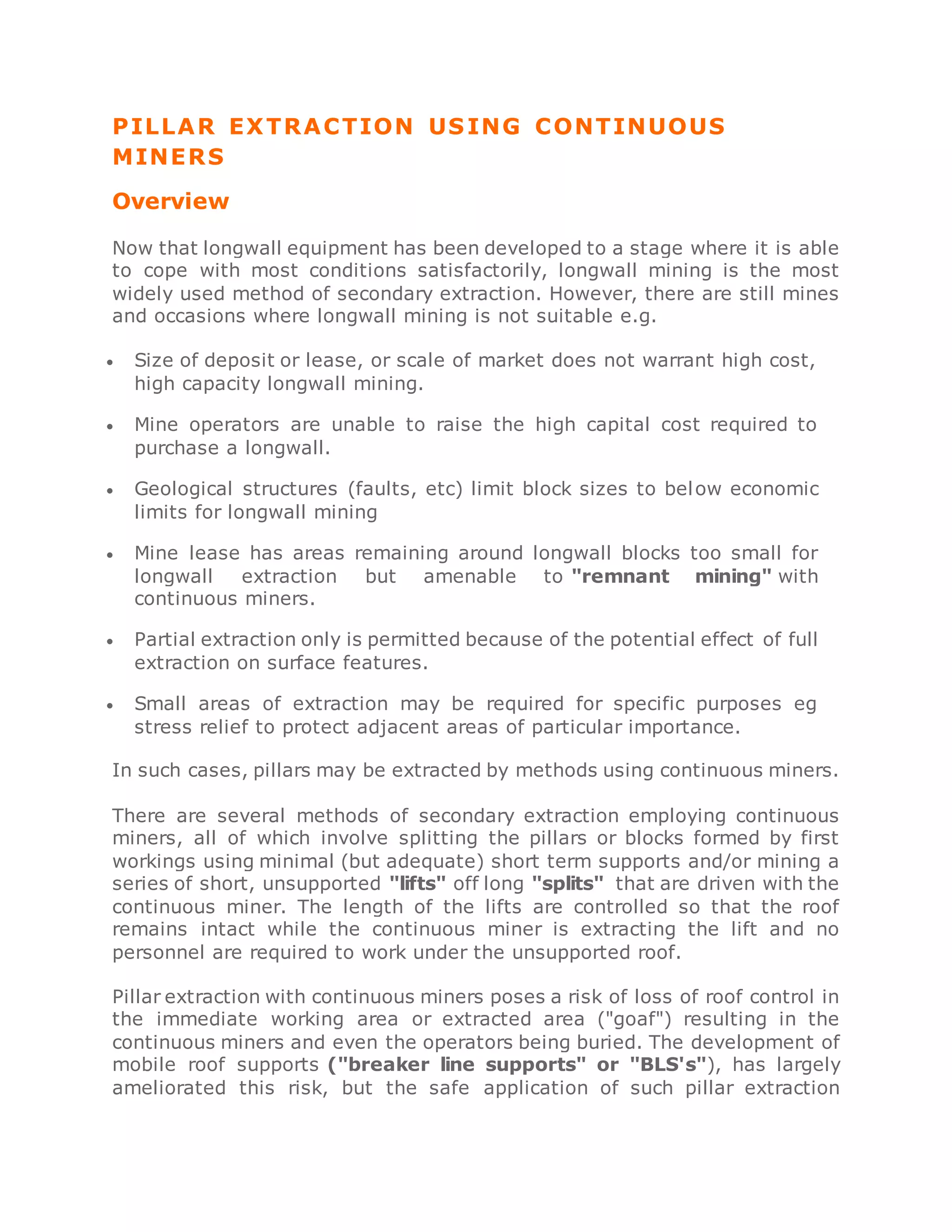 Continuous miner | DOCX