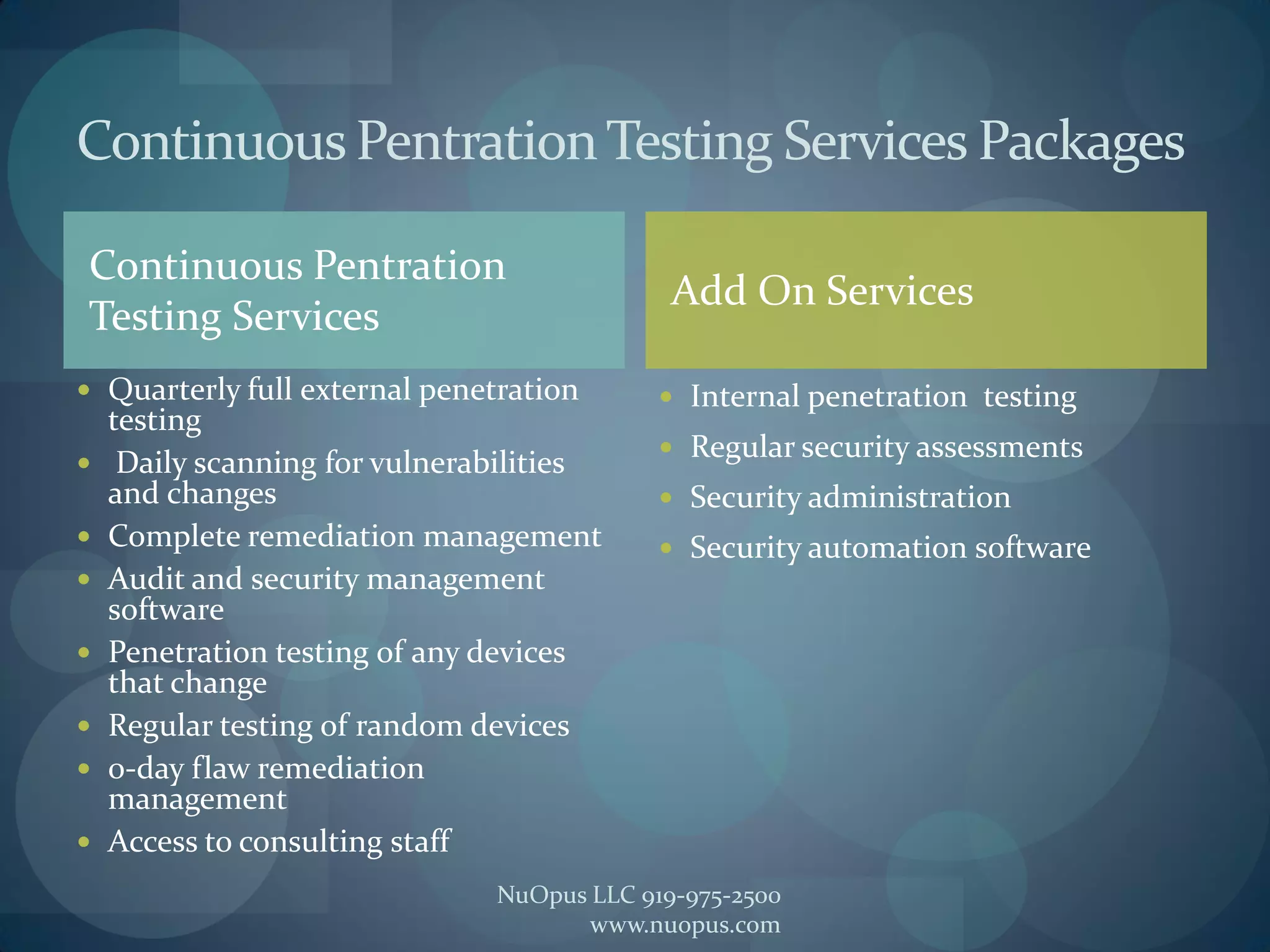 Continuous Pentration Testing Services | PDF