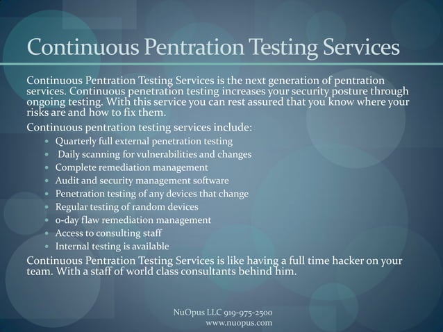 Continuous Pentration Testing Services | PDF | Information and Network ...