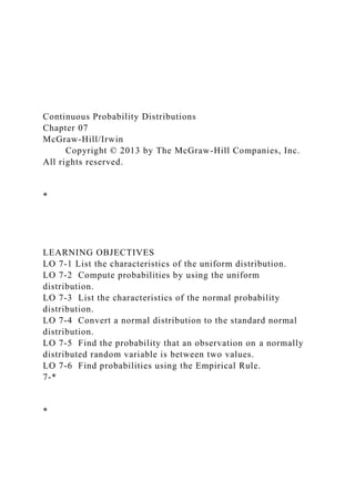 Continuous Probability Distributions Chapter | PDF