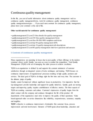 Continuous quality management | DOCX