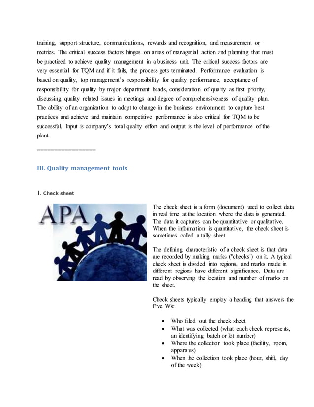 Continuous quality management | DOCX | Business | Business and Finance