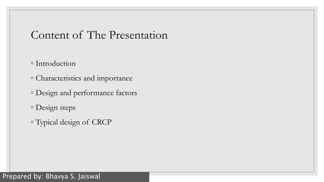 Continuous reinforced rigid pavement | PPTX