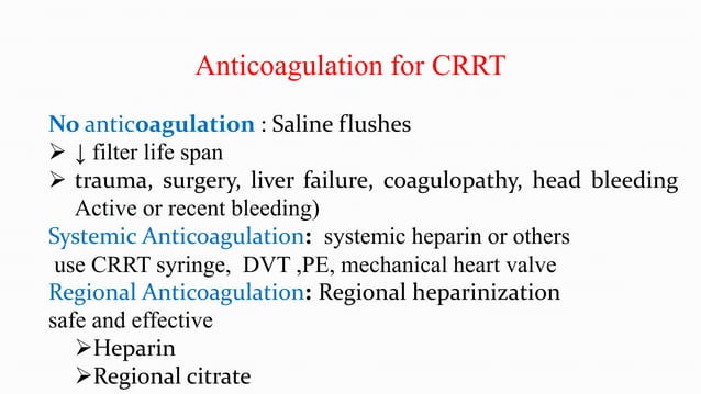 Continuous renal replacement therapy crrt | PPTX | Blood Disorders ...