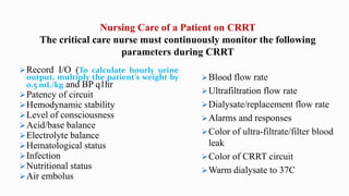 Continuous renal replacement therapy crrt | PPTX