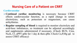 Continuous renal replacement therapy crrt | PPTX