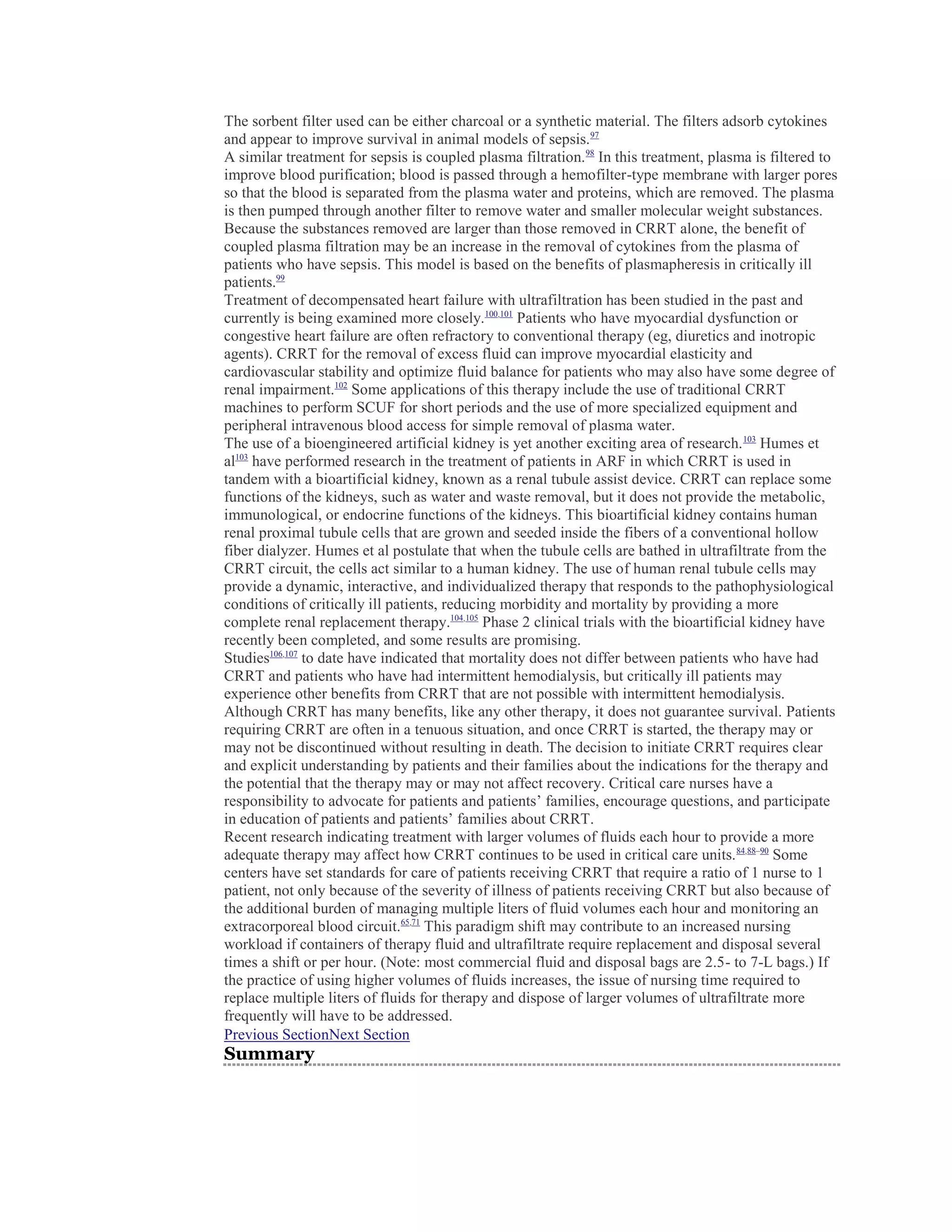 Continuous renal replacement therapy in the adult intensive care unit ...