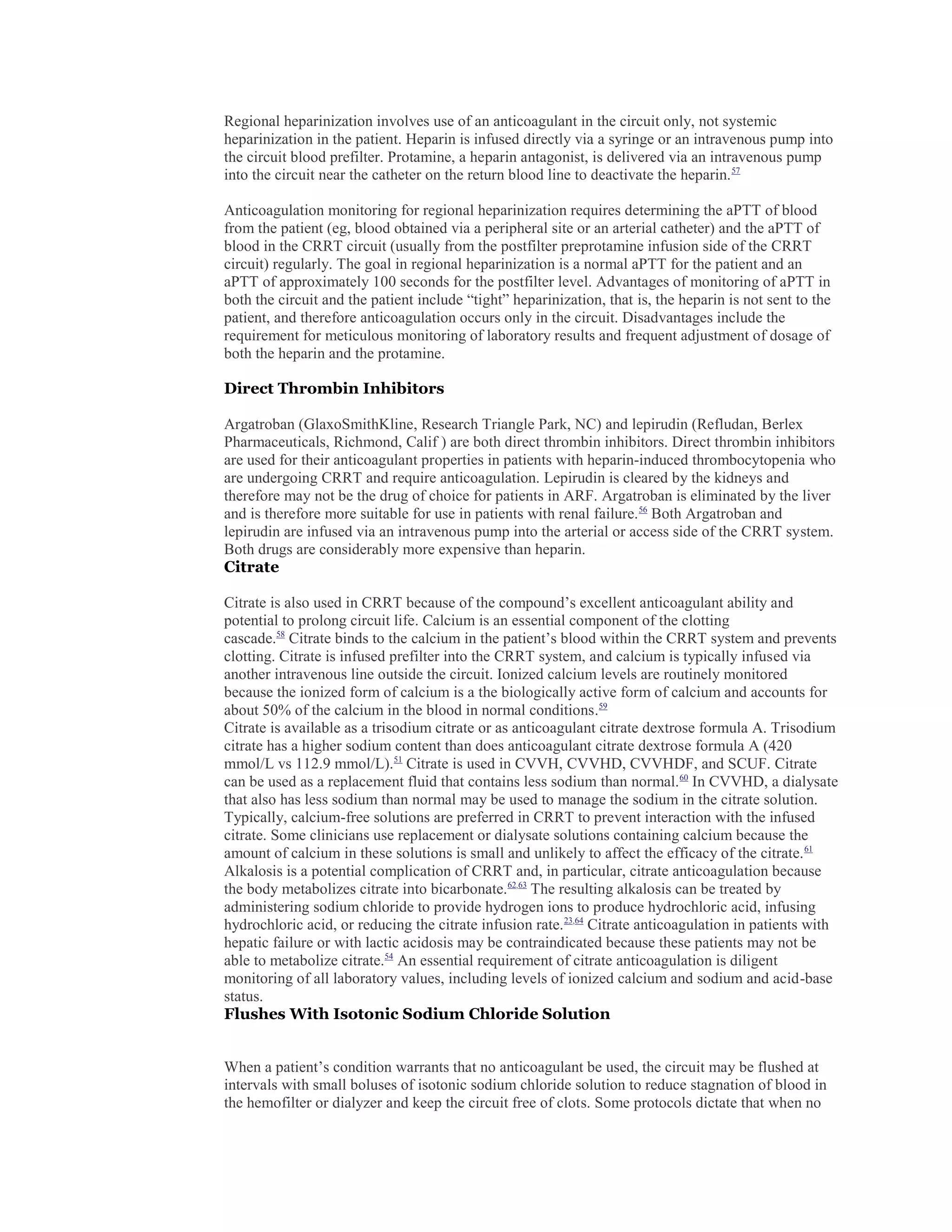 Continuous renal replacement therapy in the adult intensive care unit ...