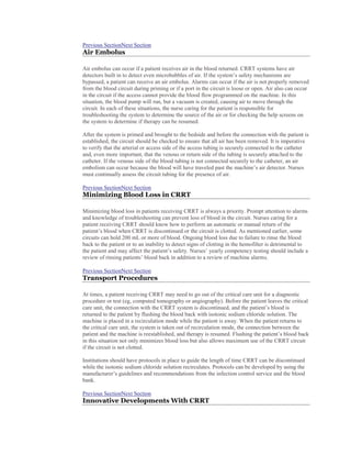 Continuous renal replacement therapy in the adult intensive care unit ...