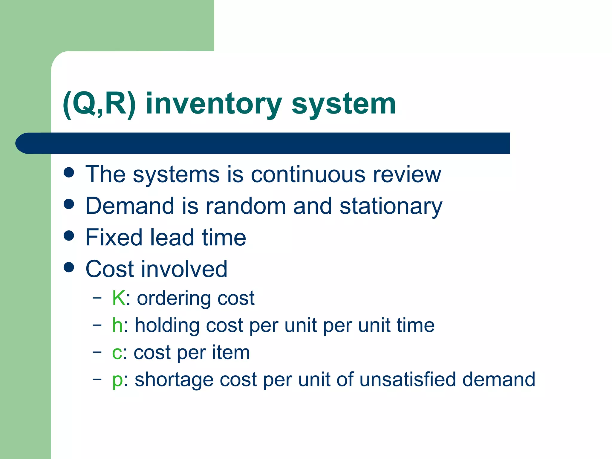 Continuous Review Inventory System | PPT