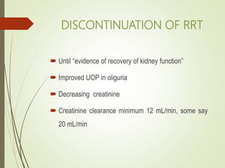 Continuous rrt and its role in critically ill patients [autosaved] | PPTX