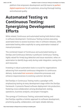 Mastering Continuous Testing: A Definitive Guide to Seamless Software ...
