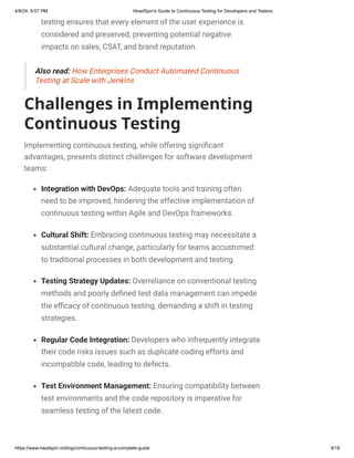 Mastering Continuous Testing: A Definitive Guide to Seamless Software ...