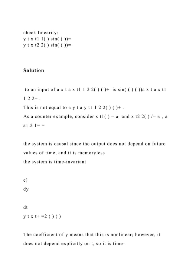 Continuous Time Convolution1. Solve the following for y(t.docx