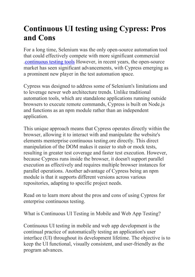Continuous UI testing using Cypress Pros and Cons.pdf