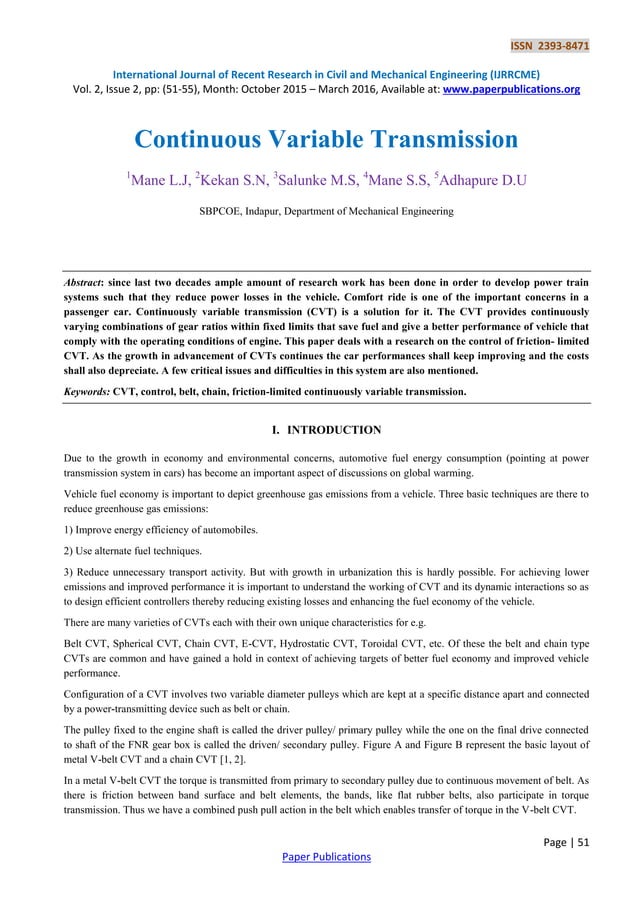 Continuous Variable Transmission | PDF