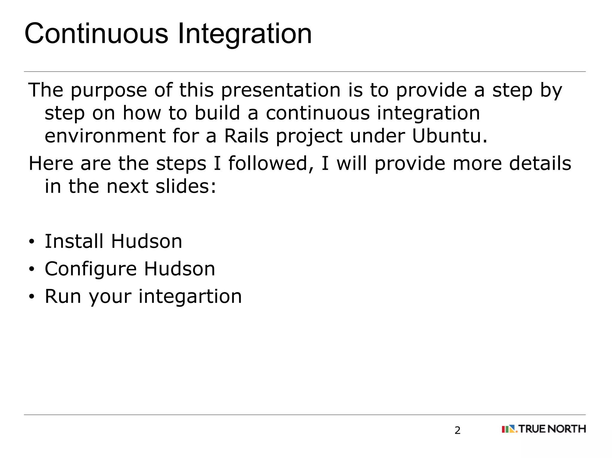 Build Rails Applications Using Hudson Ppt