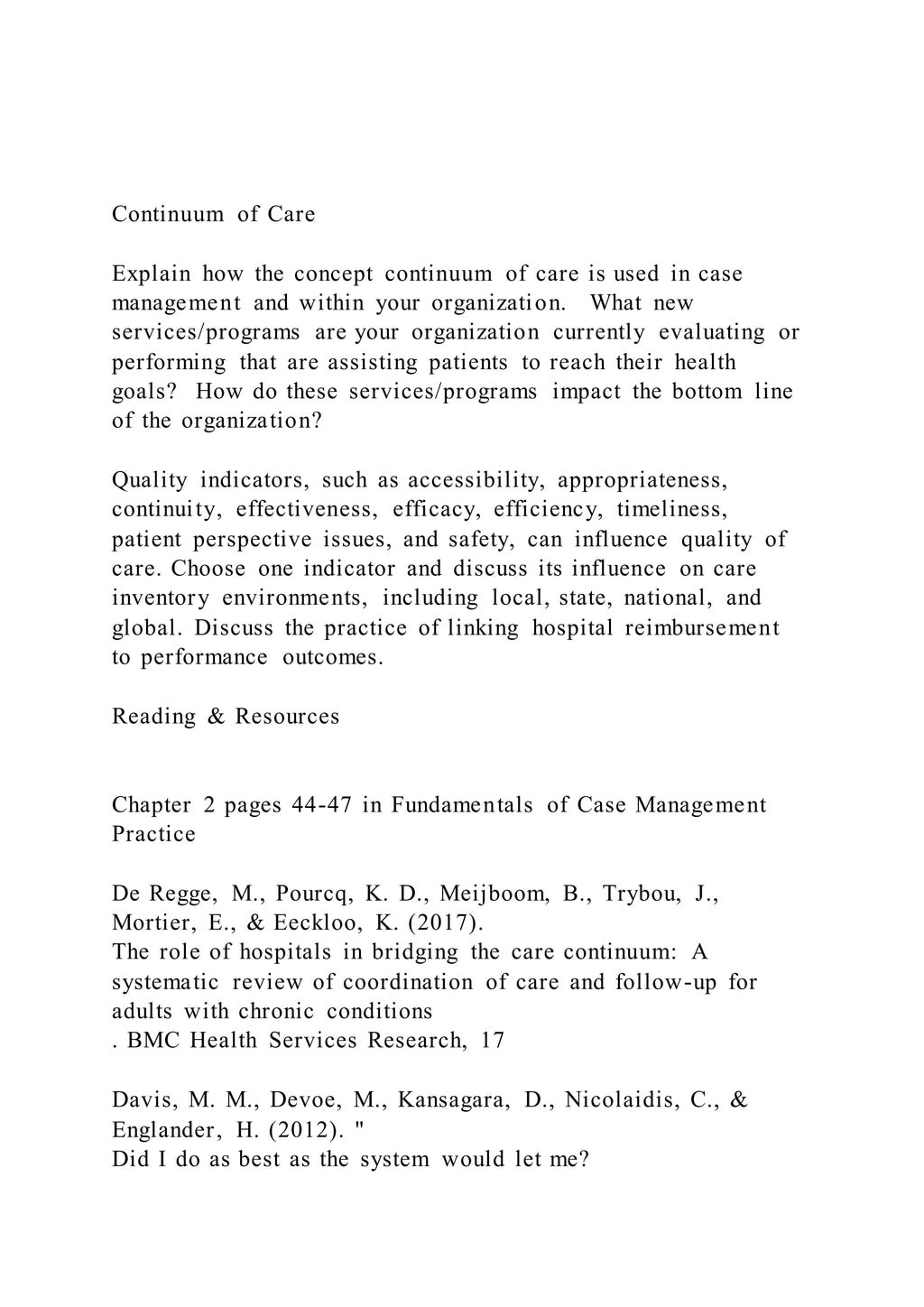 Continuum of Care Explain how the concept continuum of care | DOCX