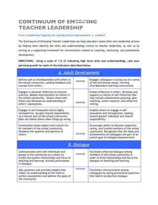 Continuum Of Emerging Teacher Leadership Formatted | DOC