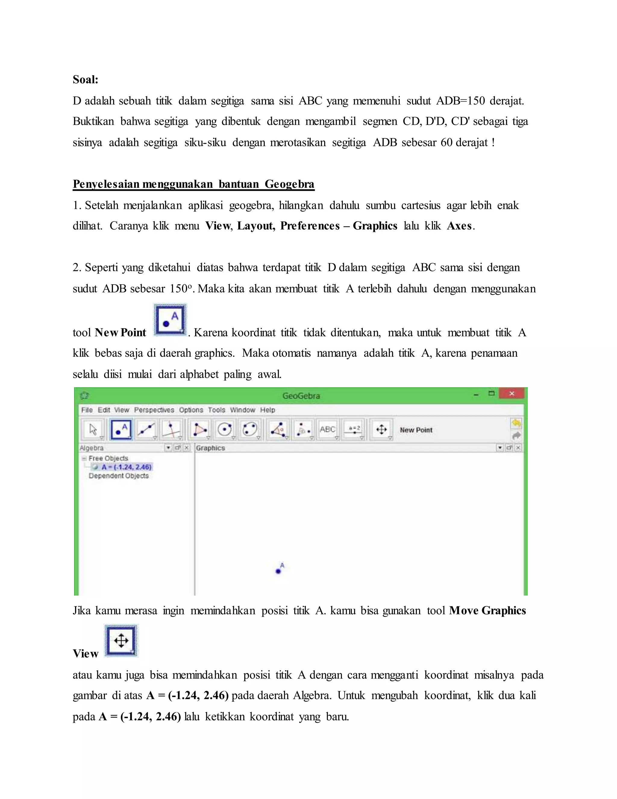 MEMBUAT SUDUT PADA SEGITIGA MENGGUNAKAN GEOGEBRA | DOCX