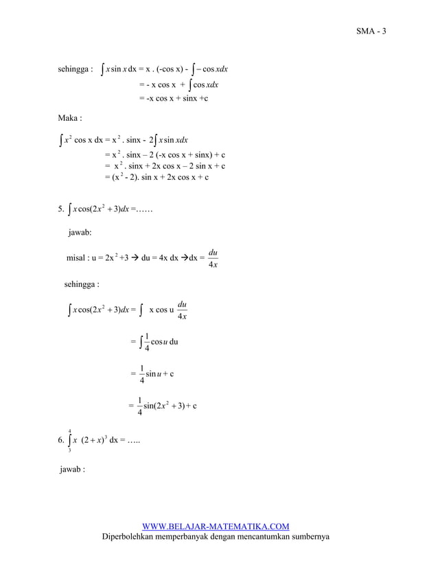 Contoh soal soal integral dan pembahasannya | PDF