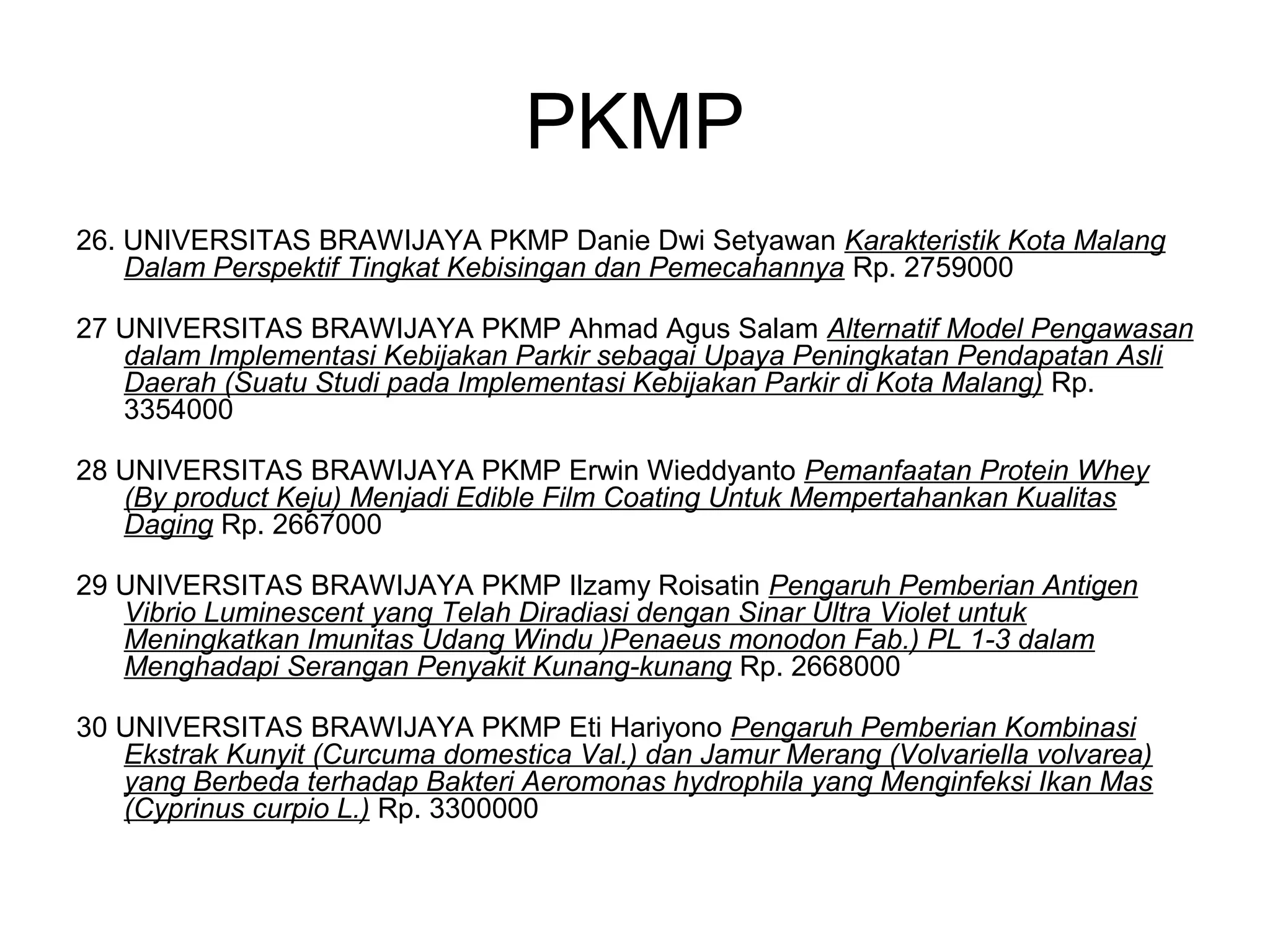 Contoh contoh judul pkm yang diterima | PPT