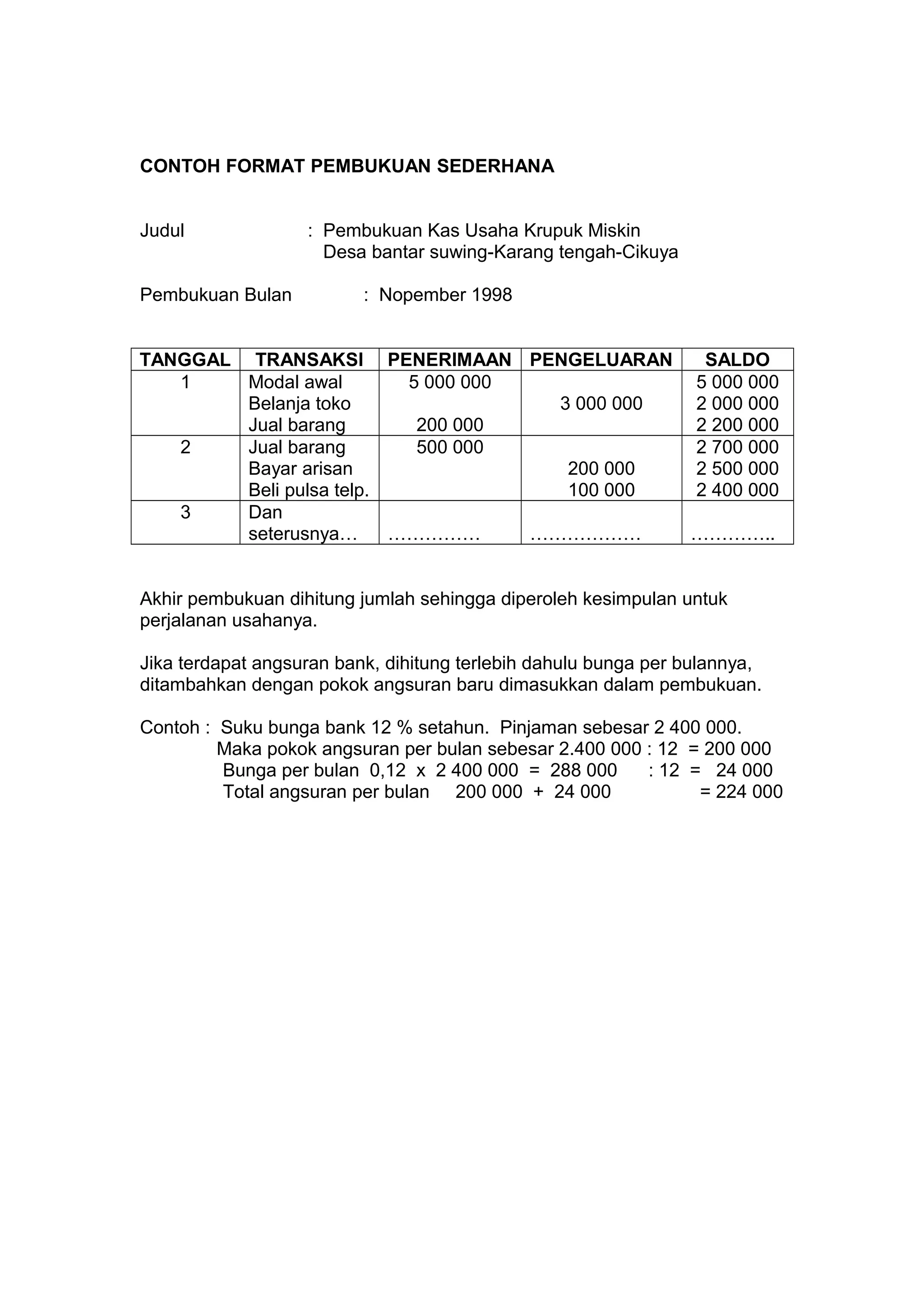 Contoh format-pembukuan-sederhana | PDF