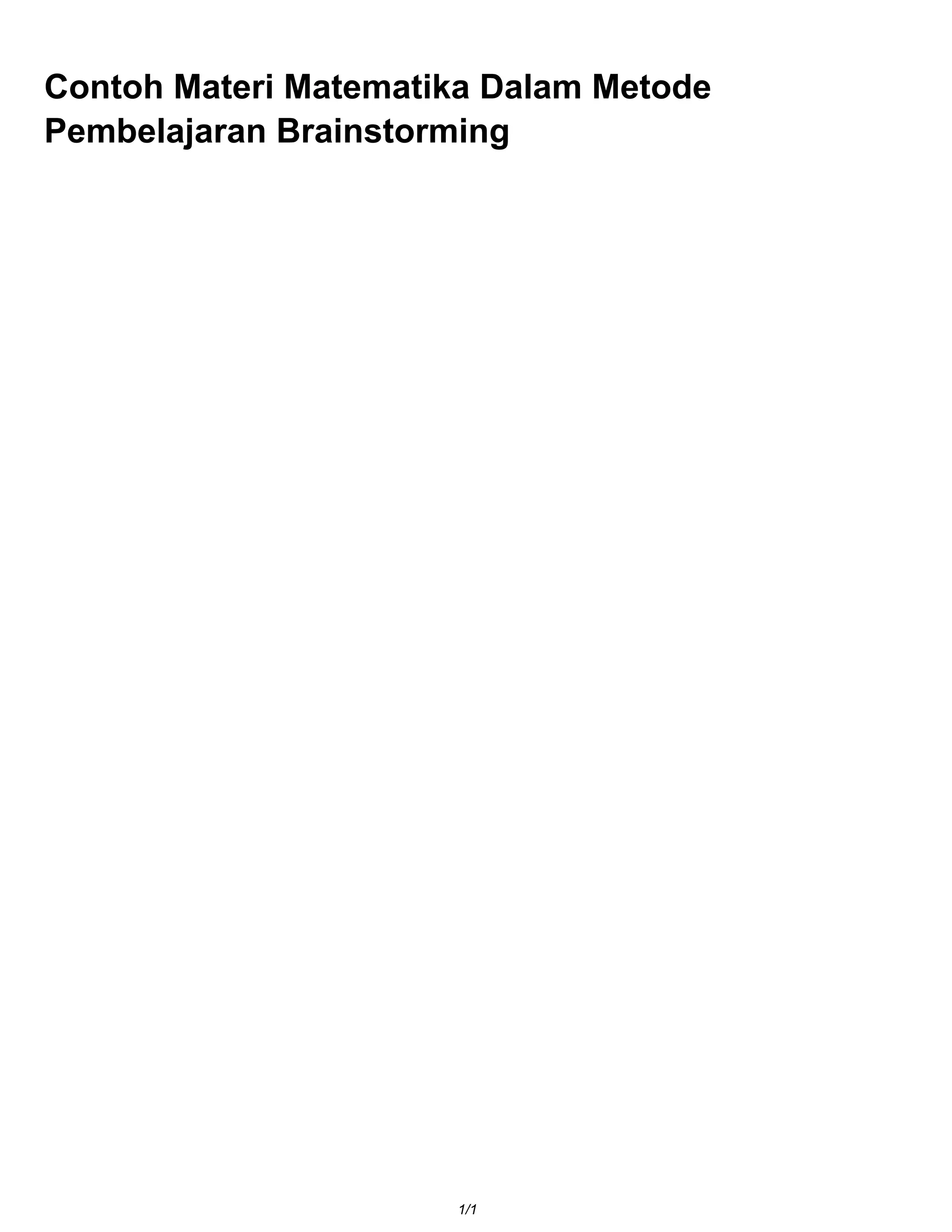 Contoh materi-matematika-dalam-metode-pembelajaran-brainstorming | PDF