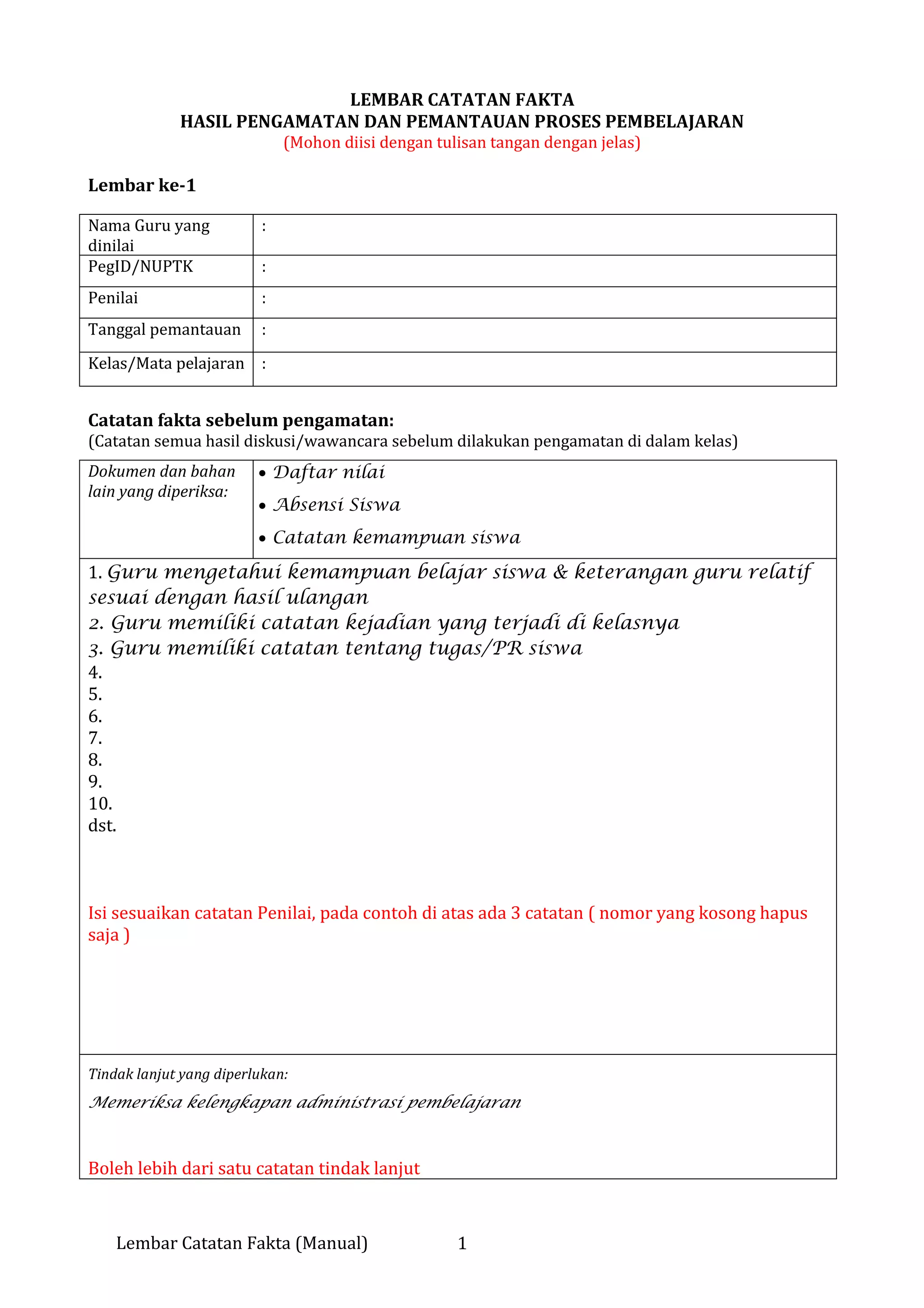 Contoh pengisian-lembar-catatan-fakta-pkg-2014 | PDF