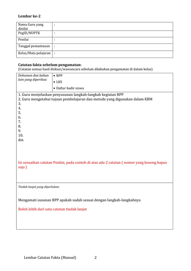 Contoh pengisian-lembar-catatan-fakta-pkg-2014 | PDF