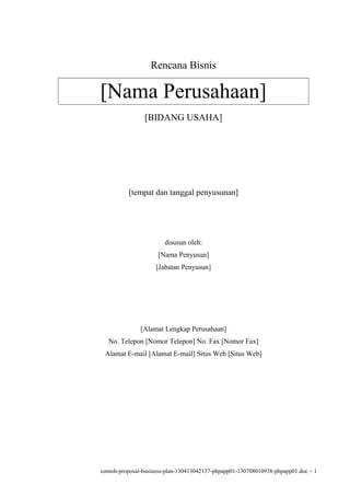 Contoh proposal-business-plan-130413042137-phpapp01 | PDF