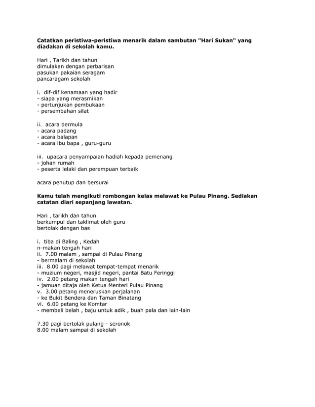 Contoh rangka catatan | PDF