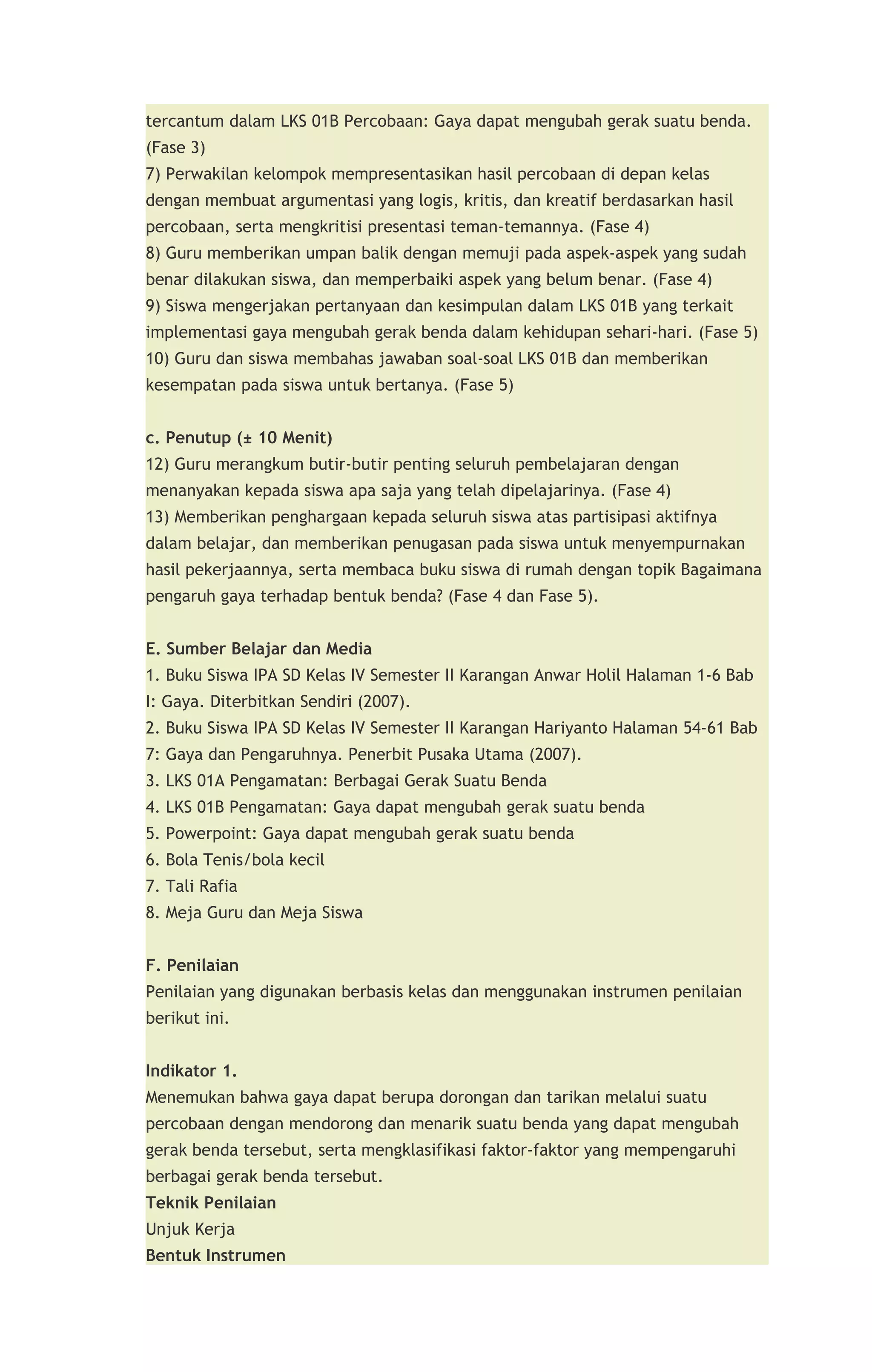 Contoh rpp-ipa-sd-kelas-iv-1 | PDF