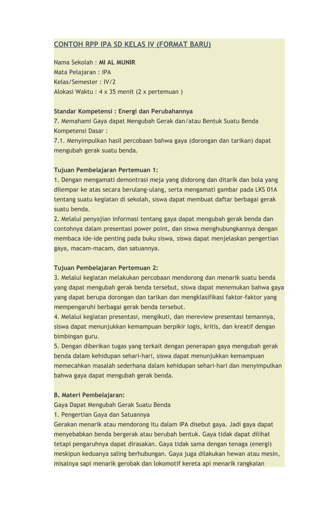 Contoh rpp-ipa-sd-kelas-iv-1 | PDF
