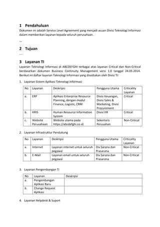 Contoh-Service-Level-Agreement | PDF