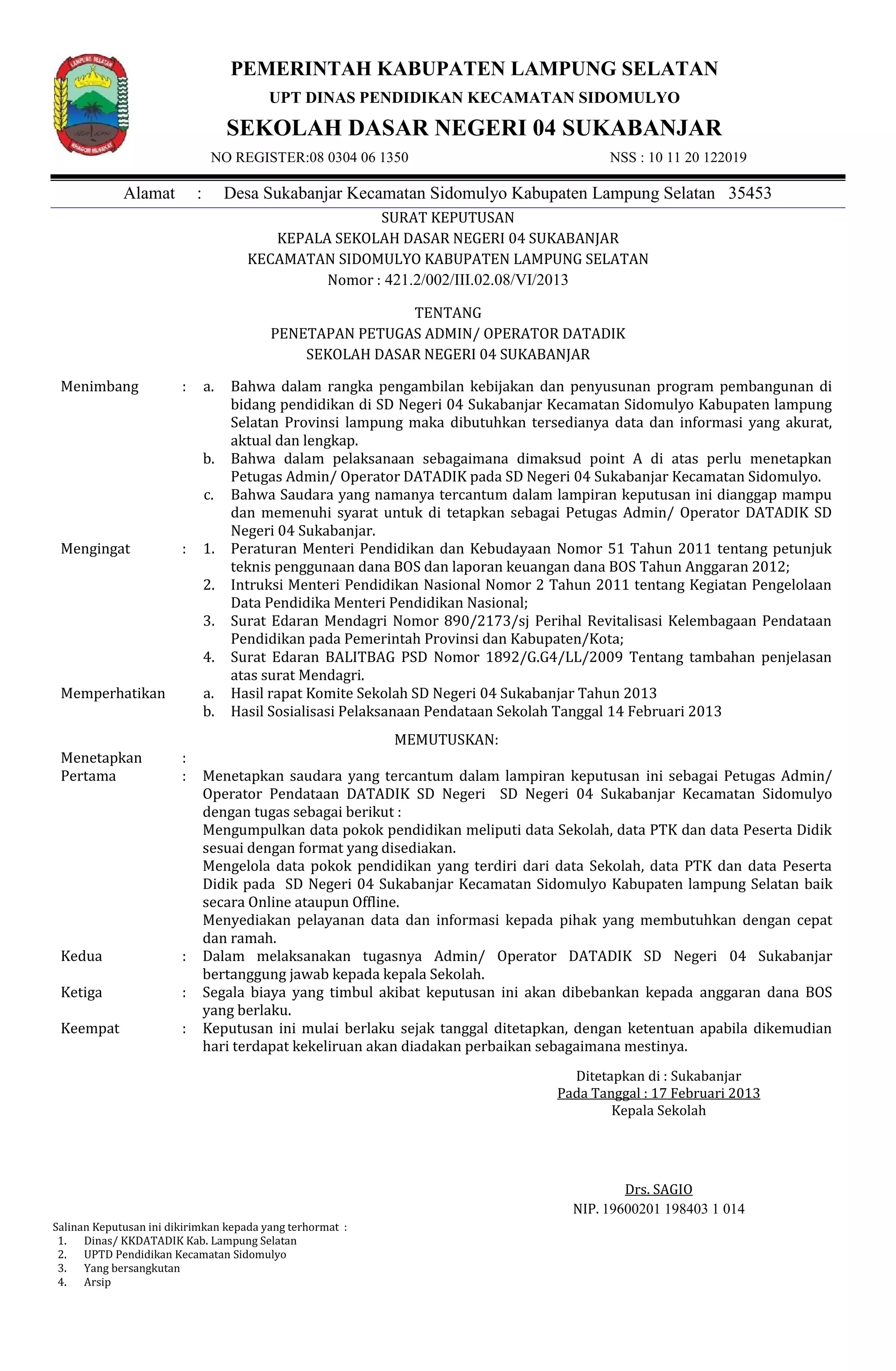 Contoh sk-operator | PDF