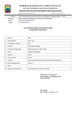 Contoh sk-operator | PDF