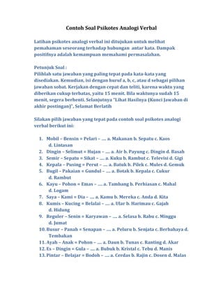 Contoh soal-psikotes-analogi-verbal | PDF
