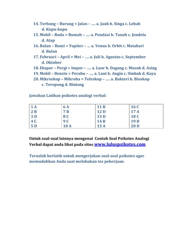 Contoh soal-psikotes-analogi-verbal | PDF