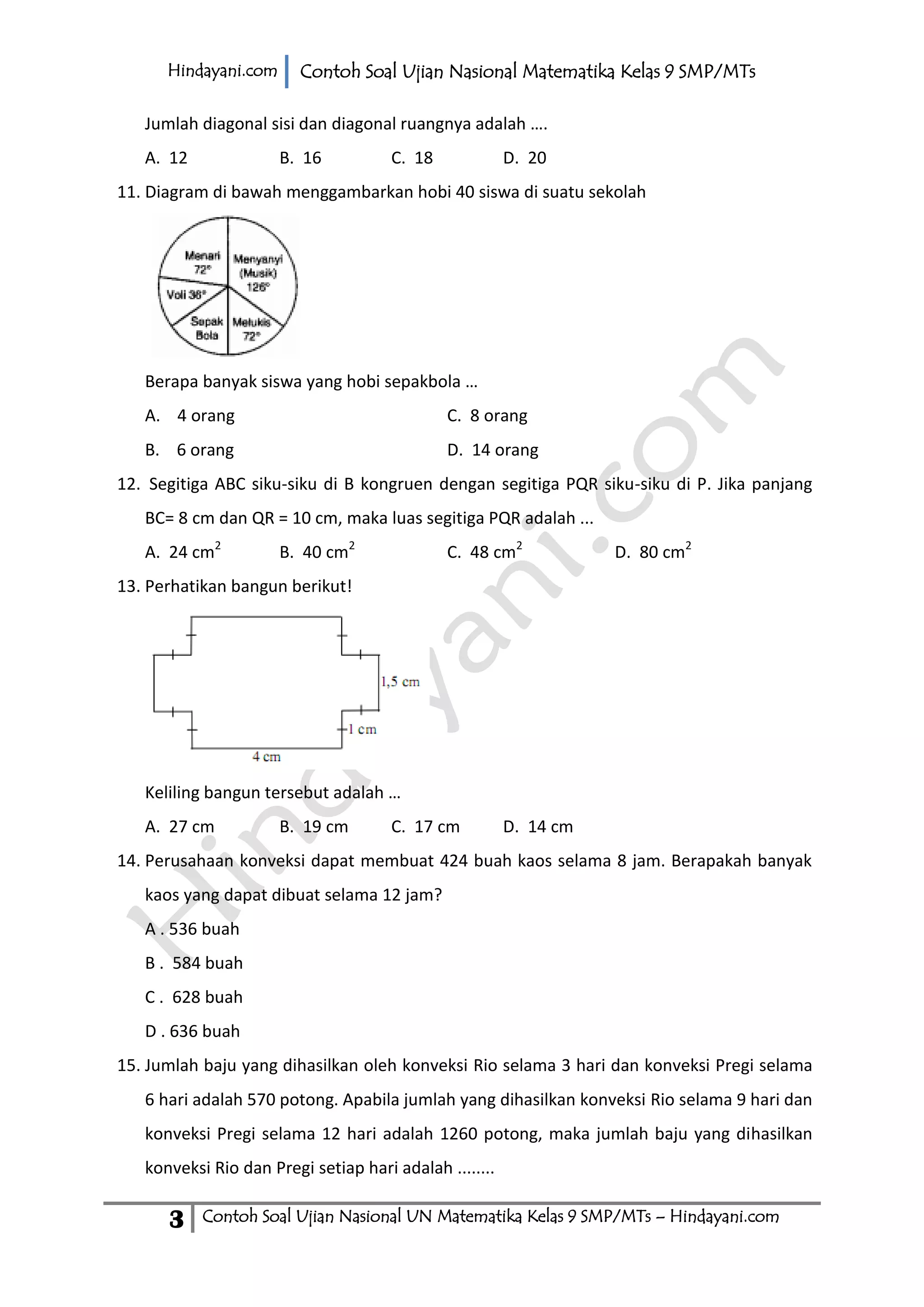 Contoh soal-ujian-nasional-un-matematika-kelas-9-smp-m ts | PDF | Free Download