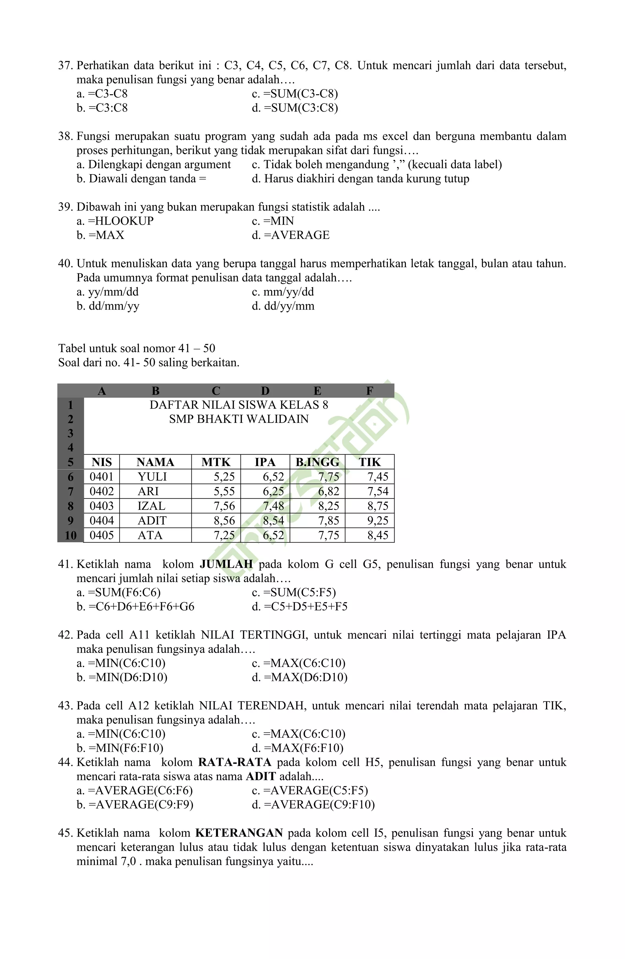 Contoh soal-ukk-juni-tik8-12-13 | PDF