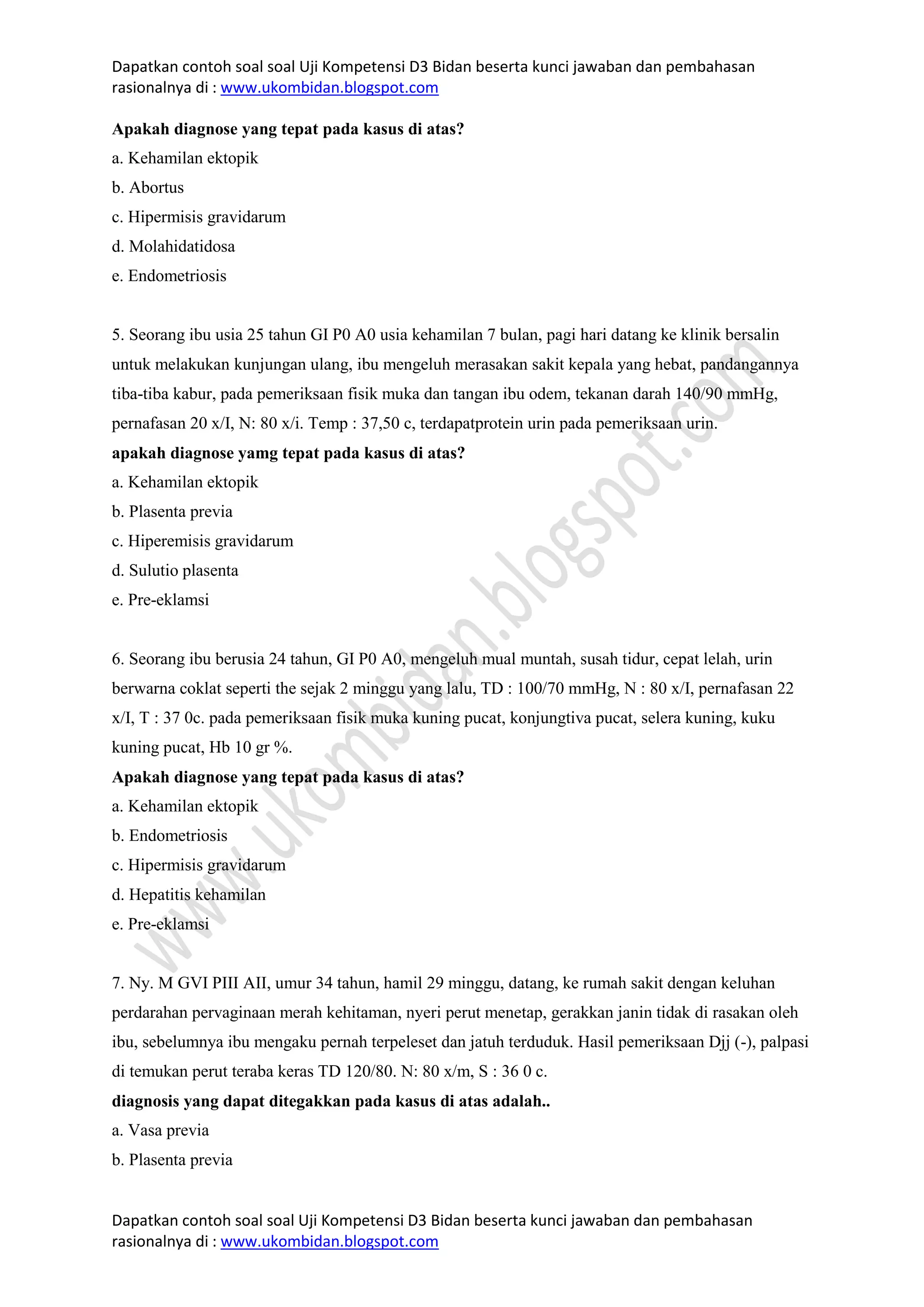 Contoh soal ukom d3 bidan | PDF