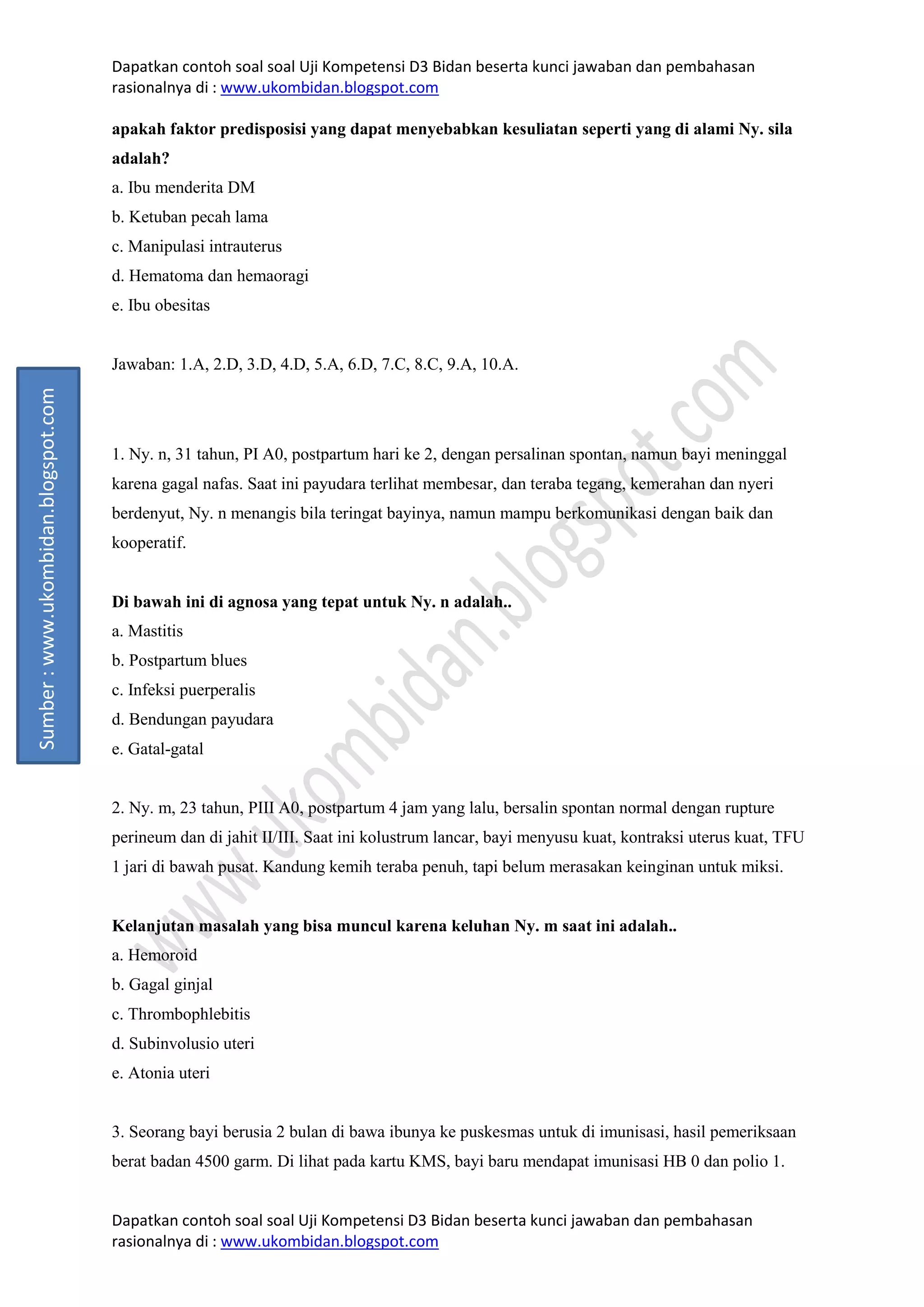 Contoh soal ukom d3 bidan | PDF
